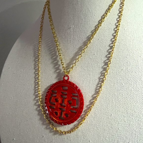 Island Willow Boutique | Jewelry | Red Enamel Asian 2inch Round Pendant ...